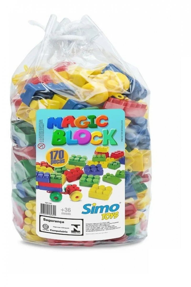 Blocos de Montar Magic Block 170 Peças - Simo Toys | MadeiraMadeira