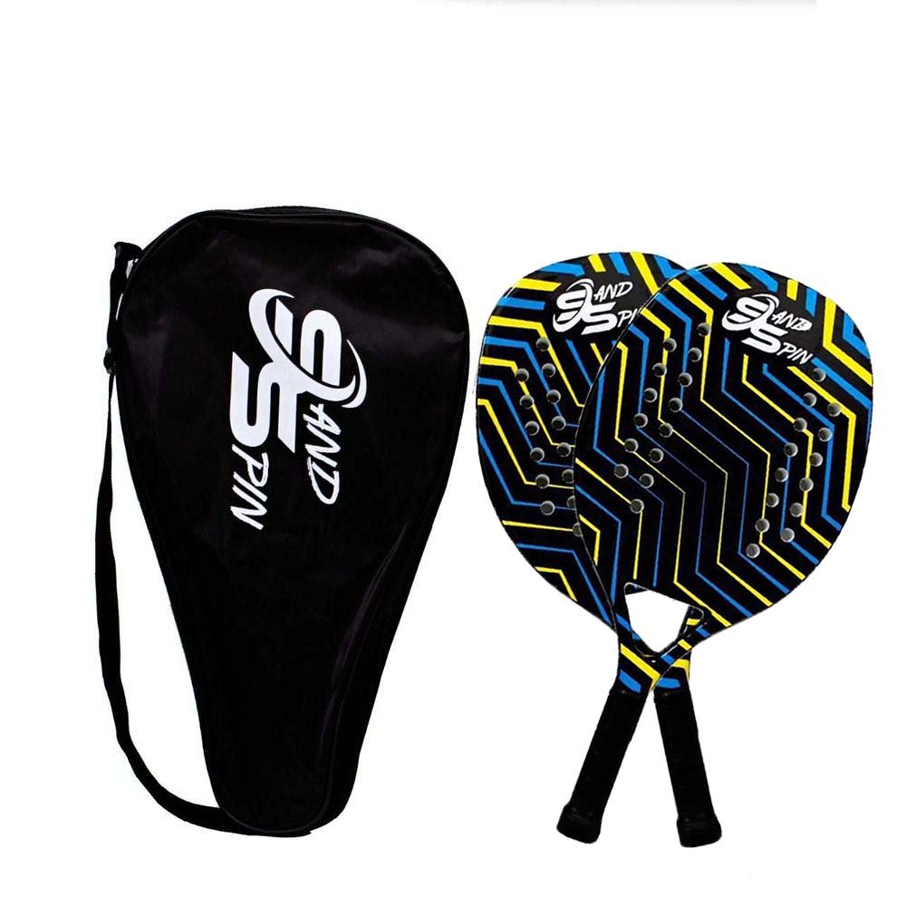 Kit 2 Raquetes de Beach Tennis Sand Spin Aloha Fibra de Carbono Azul ...
