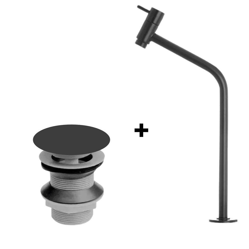 Kit Preto Banheiro Cuba De Vidro Torneira Link 30 Cm | MadeiraMadeira