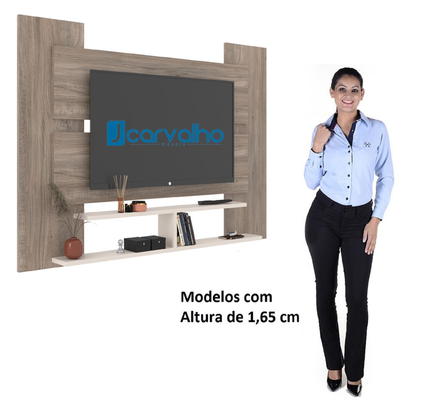 Painel para TV até 49 Polegadas com Nicho Orlando Carvalho/Off White ...