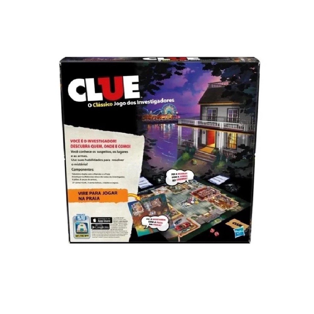 Novo Jogo Tabuleiro Clue 2x1 Mansão E Praia - Hasbro A5826 | MadeiraMadeira