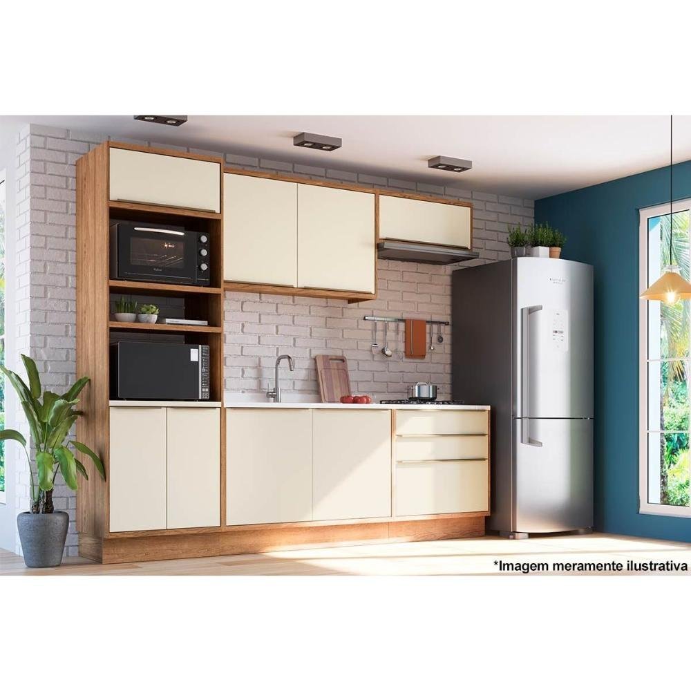 Gabinete de Cozinha Modulado PH 3041 3 Gavetas 80cm Freijo/Grafite - Herval | MadeiraMadeira