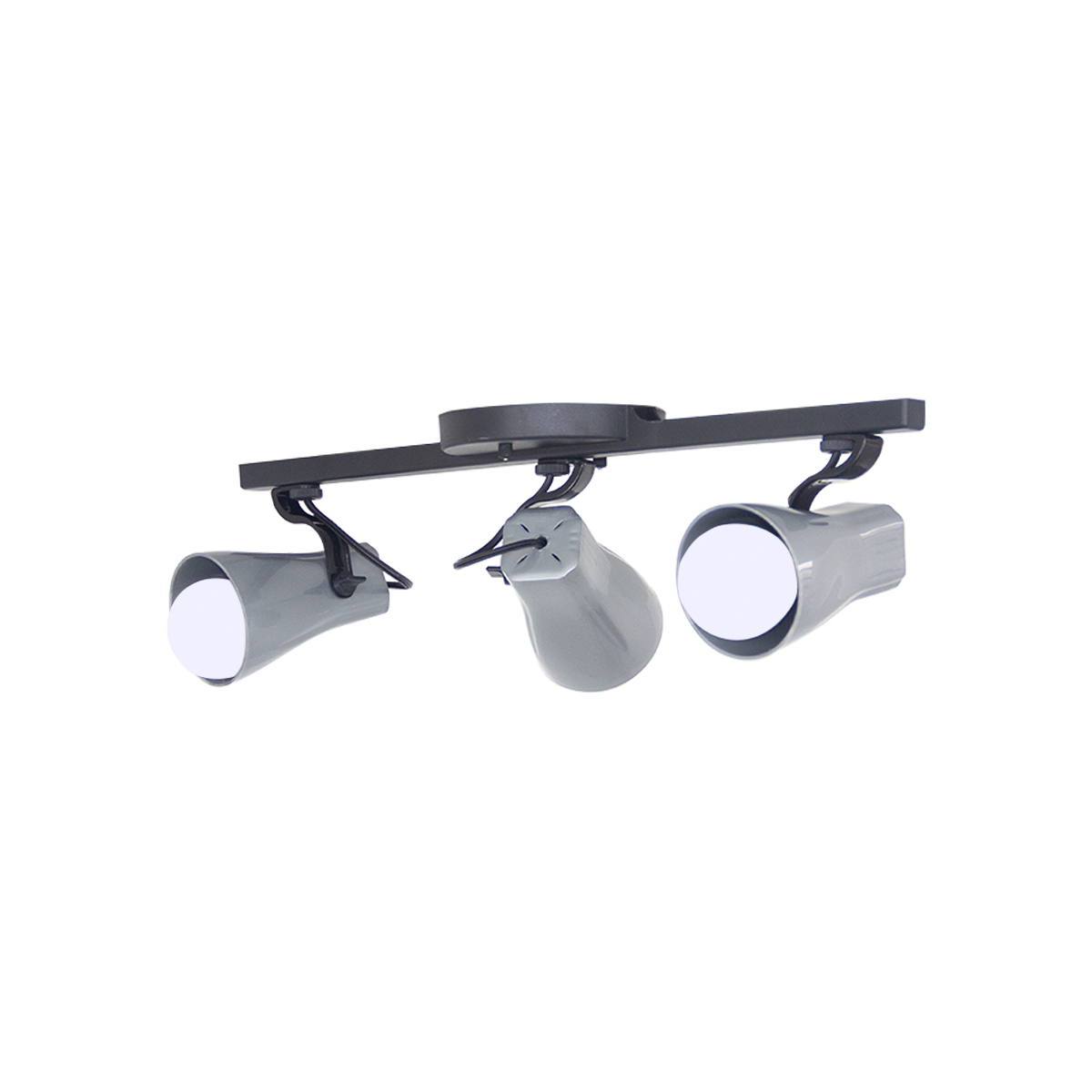 Spot Trilho Triplo Alpha 3 Sobrepor E27 Preto Com Prata | MadeiraMadeira
