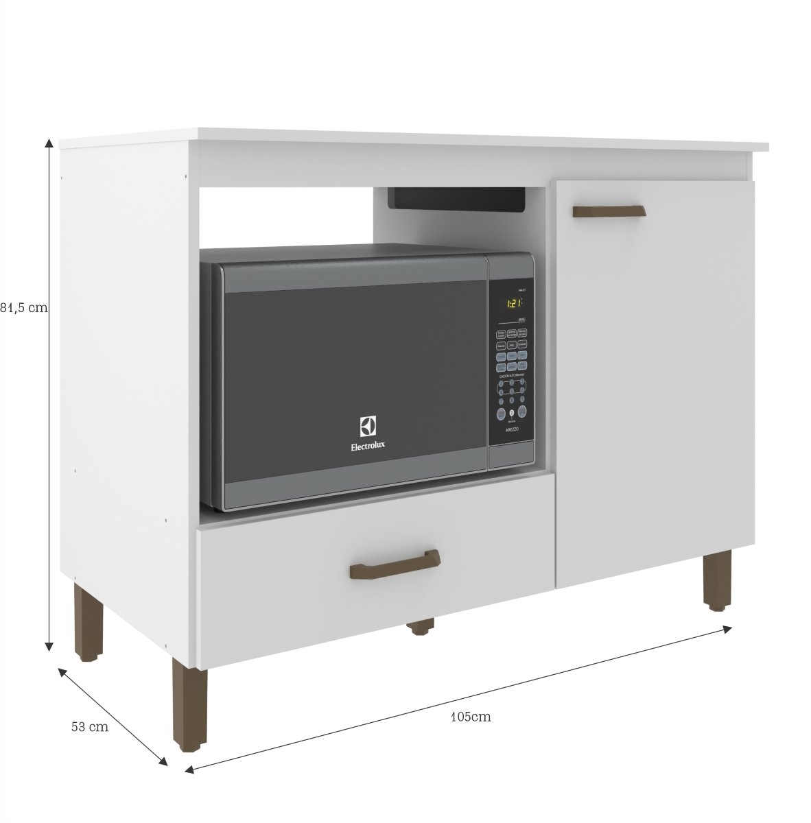 Balcão para Cooktop Multiuso 1 Porta e 1 Gaveta - Florença -Cor Nogal ...