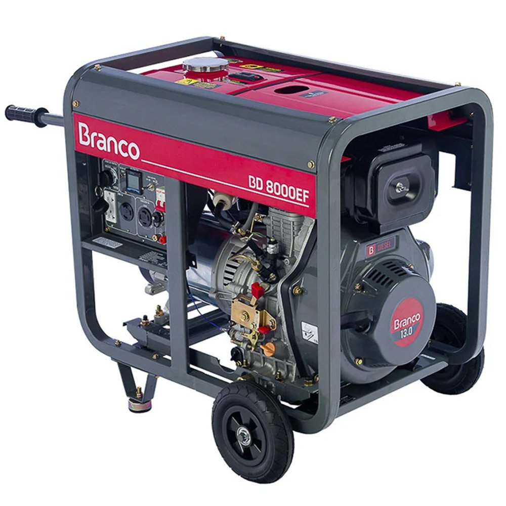 Gerador de Energia Diesel 6,5kva Partida Elétrica Bd-8000 Ef Branco | MadeiraMadeira