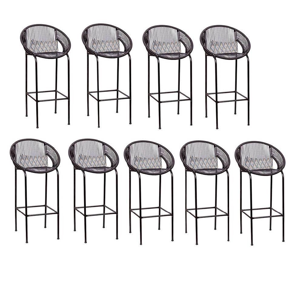 Kit 09 Banqueta Fibra Sintética Preto E Almofada Ah13 - Ahazzo Móveis ...