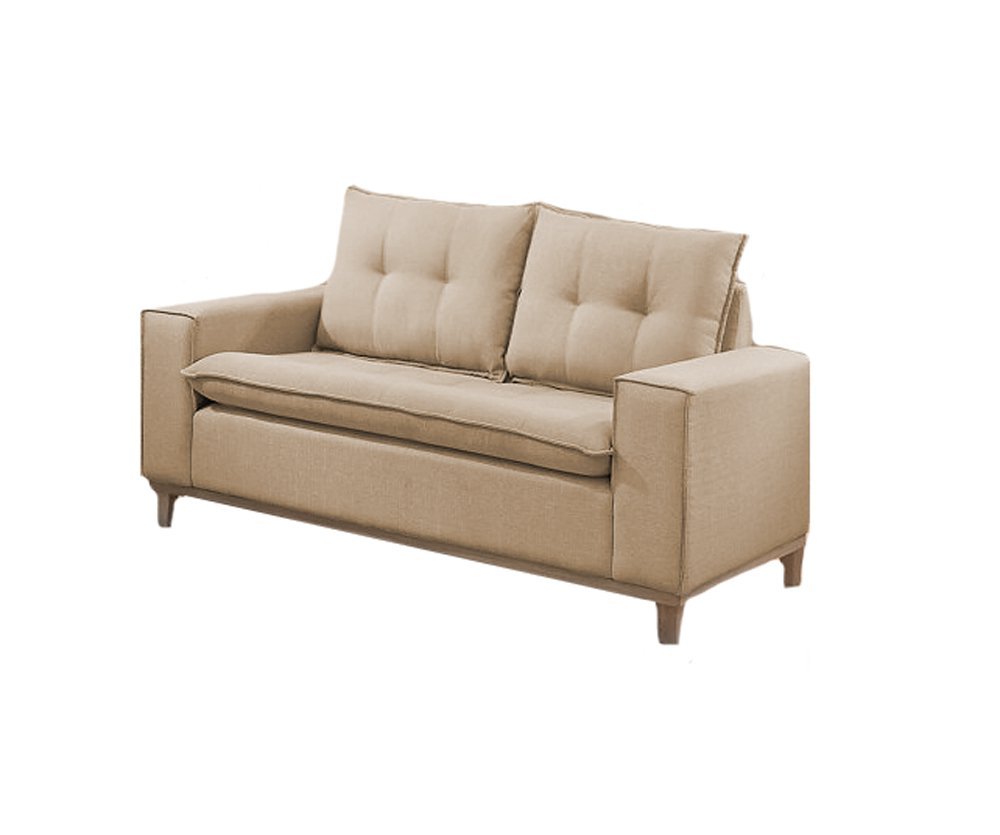 Sofá 2 Lugares Bege em Veludo 1,56m Meier | MadeiraMadeira