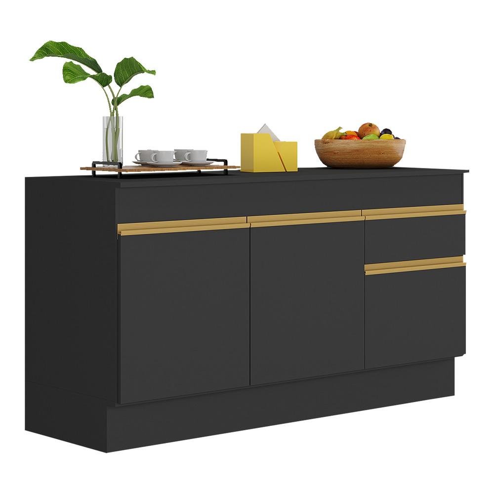 Balcão Cozinha com Rodapé Gabinete Pia 150 cm 3 Portas 1 Gaveta Veneza ...