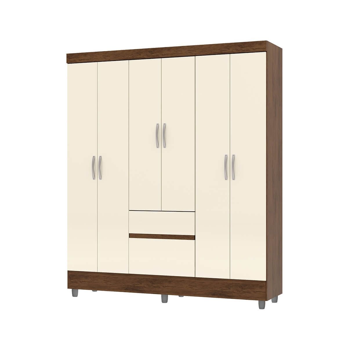 Guarda Roupa Ideal Plus 6 Portas e 2 Gavetas - Vila Rica | MadeiraMadeira