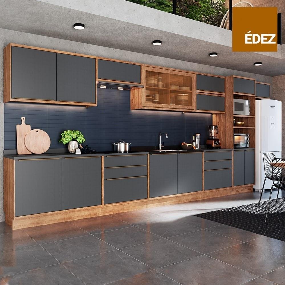 Cozinha Completa 100% MDF Modular Édez Uno, 15 portas, 6 gavetas e ...