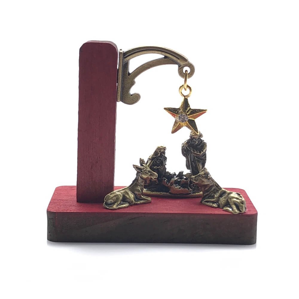 Mini Presépio Natal Completo Madeira Vermelho Rústico | MadeiraMadeira