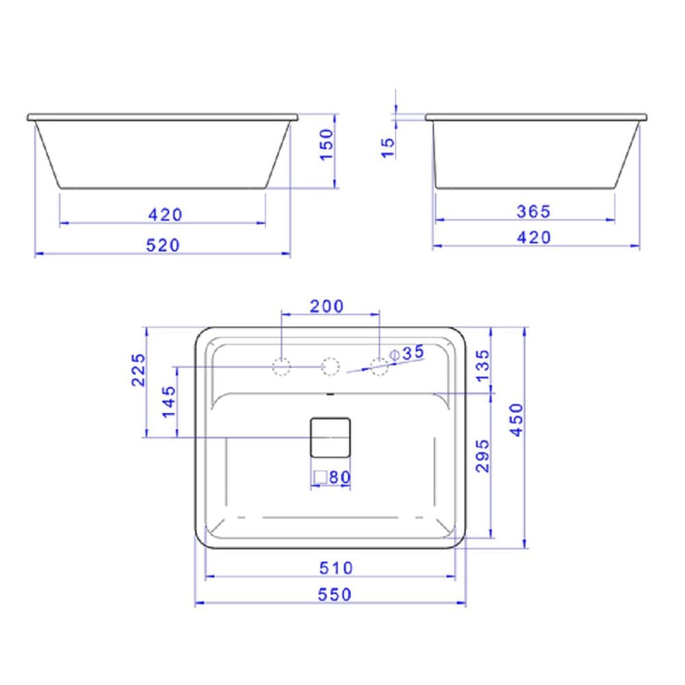 Cuba Embutir Retangular Mesa 50cm Deca Slim Br L.33050.m.17 ...