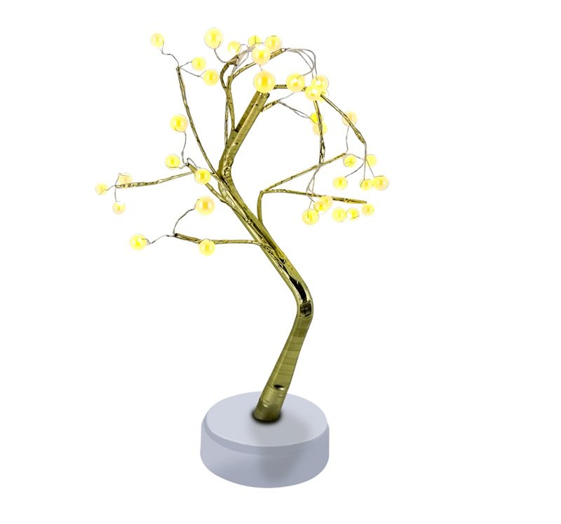 Árvore Luminária Dourada Bolinha Led 36 Lâmpadas Usb 48cm - Magizi ...