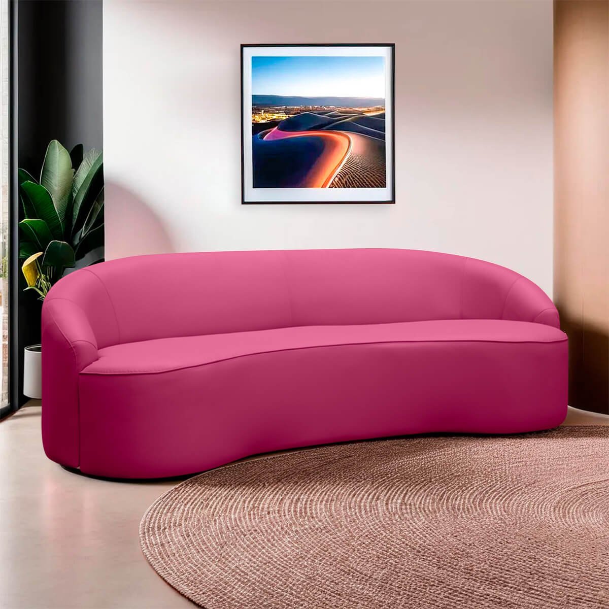 Sofá Curvo Orgânico Donuts 2 Pessoas 180cm Corino:pink | MadeiraMadeira
