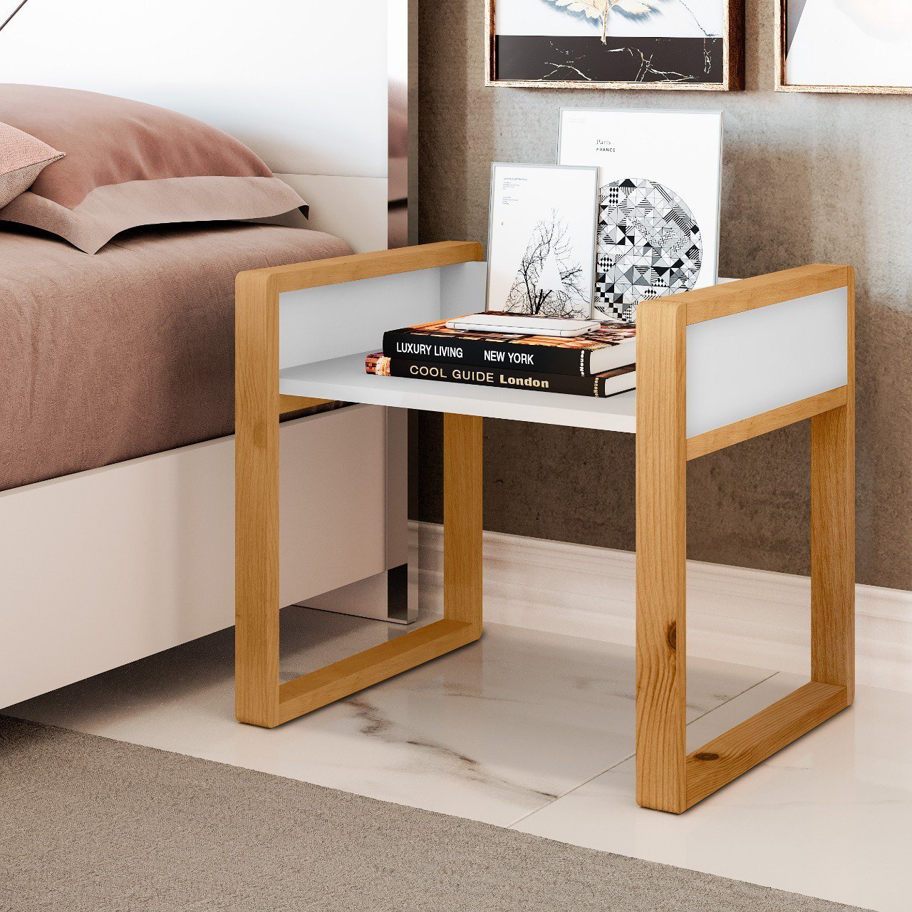 Mesa De Cabeceira Lateral Sala New Branca | MadeiraMadeira