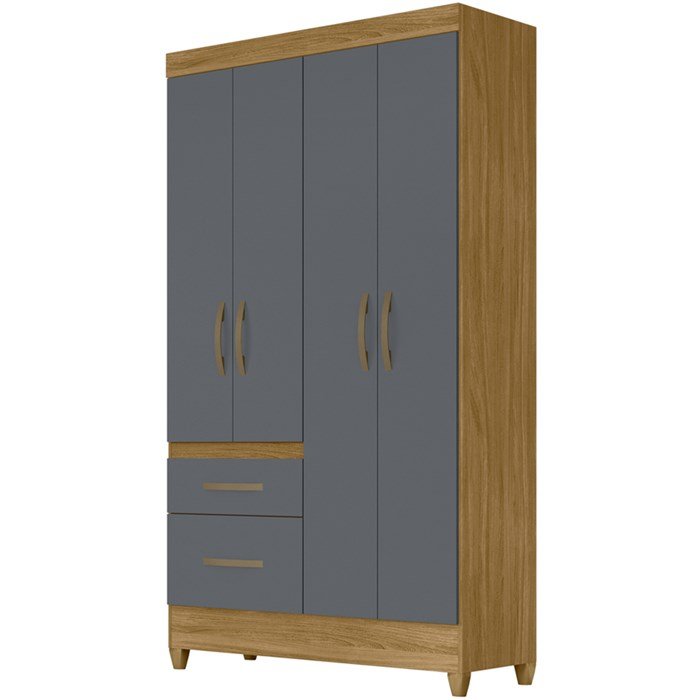 Guarda Roupa Solteiro 4 Portas 8520 Freijo Cinza Moval | MadeiraMadeira