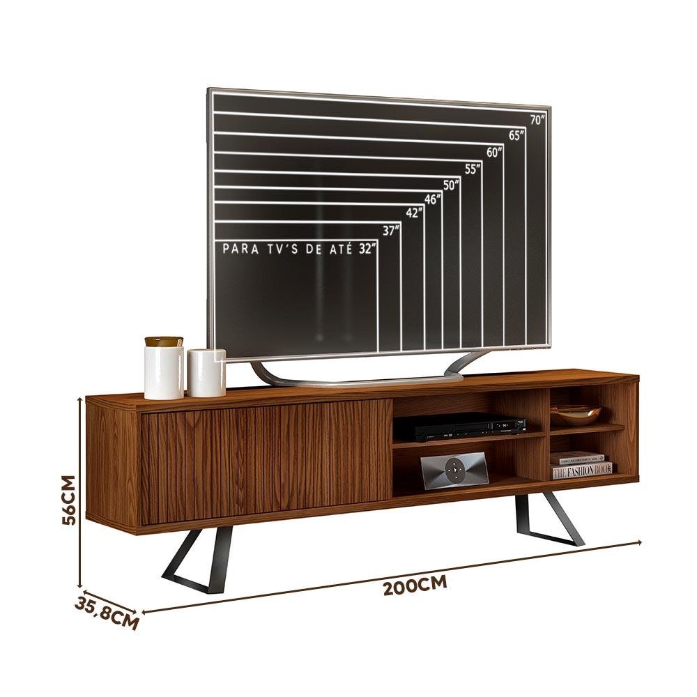 Rack Ripado Industrial TV Até 70 Polegadas Marroquim Greta DJ Móveis ...
