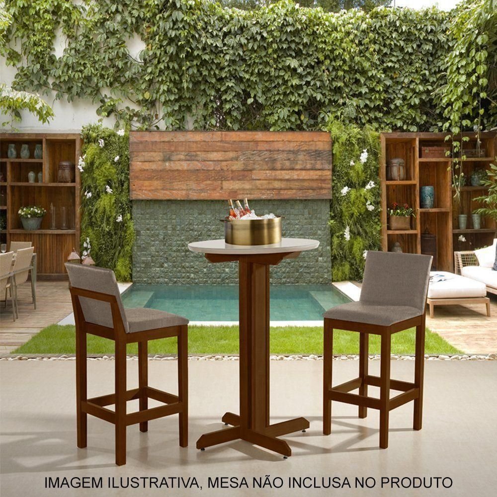 Kit 2 Banquetas Alta Luxo Pérola com Encosto Estofada em Linho Bege ...