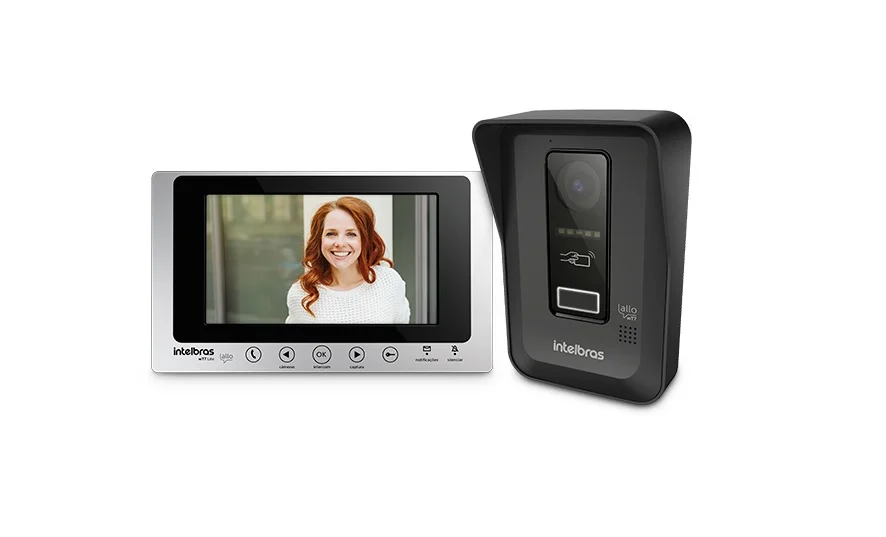 Interfone Video Porteiro Wifi Wireless Via App Intelbras Allo Wt7 Lite e Fechadura | MadeiraMadeira