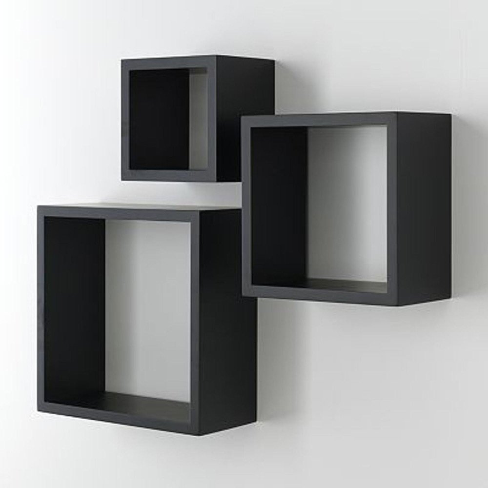 Kit 3 Nichos Decorativos Parede Lis Quadrado em MDF Preto - Desk Design ...