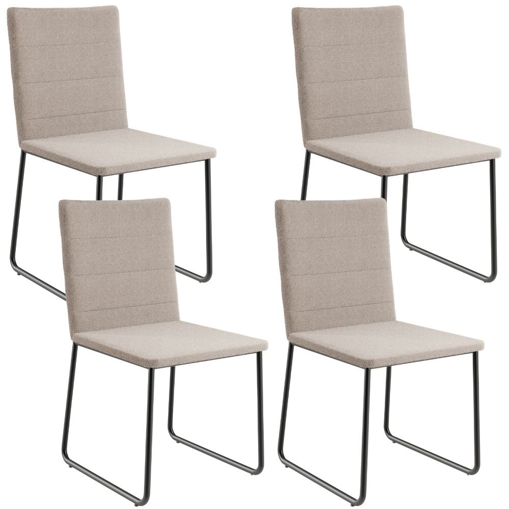 Kit 04 Cadeiras Decorativa Estofada para Sala de Jantar Preto Maya L02 ...
