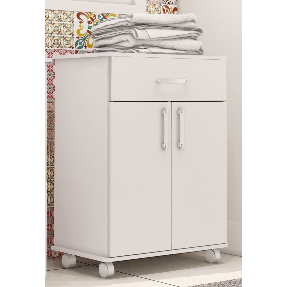 Balcão Multiuso 1 Gaveta 2 Porta Branco | MadeiraMadeira