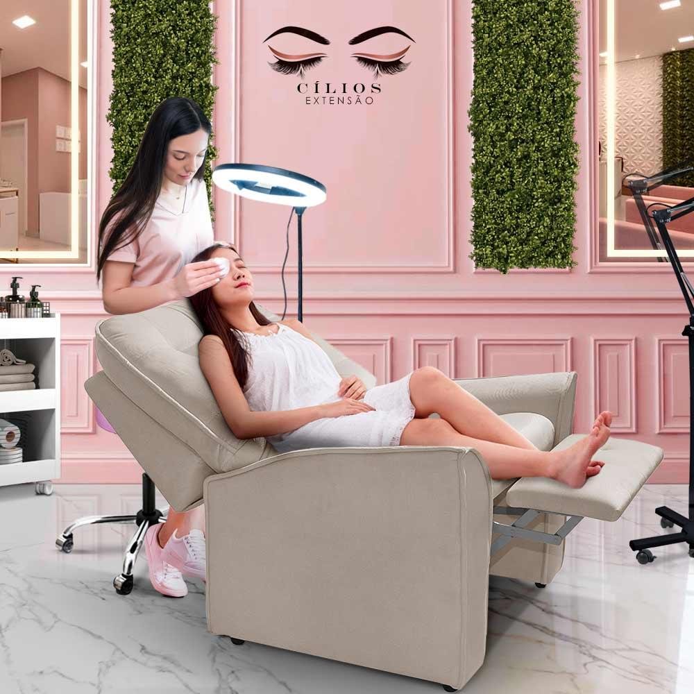 Poltrona Para Extensão De Cílios Reclinável Suede Palha Catarina Shop ...