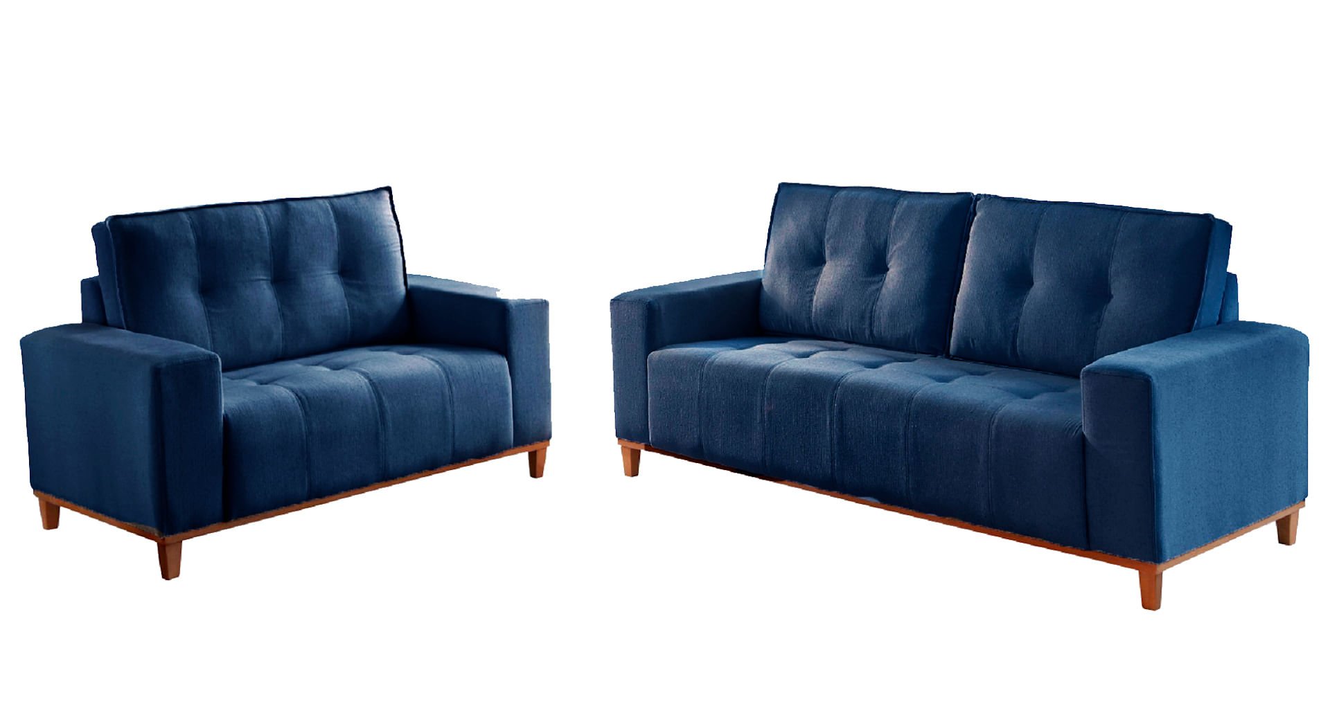 Conjunto Sofás de 2 e 3 Lugares Rondomóveis 500 - Camurça Azul Camurça ...
