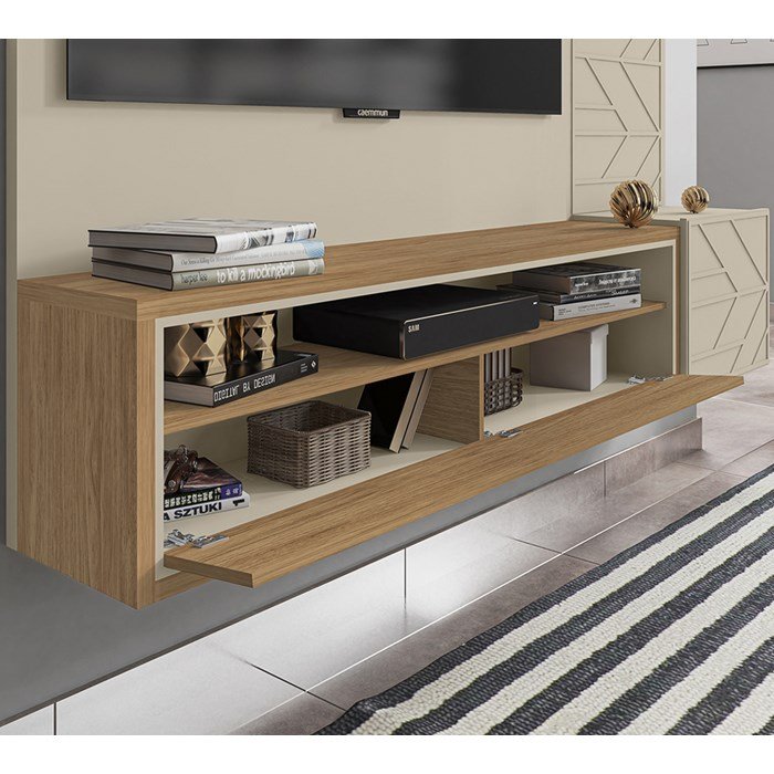 Painel Bancada para TV 70 Polegadas Prisma Off White Buriti ...