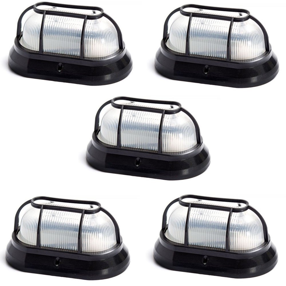KIT 5 LUMINARIAS TARTARUGA ARANDELA PRETA EXTERNA COM GRADE | MadeiraMadeira