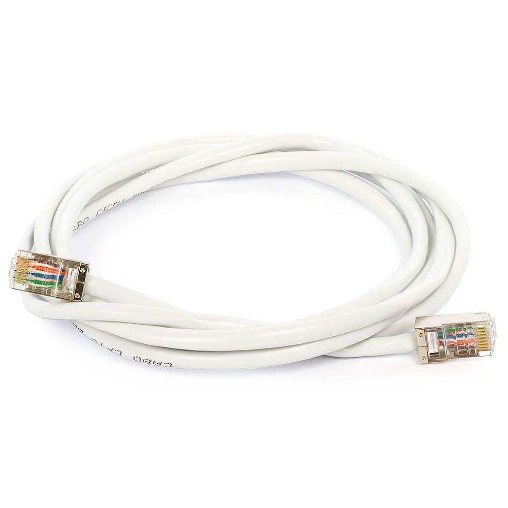 Cabo de Rede Blindado Cat5e com Rj45 Branco - 30 Metros | MadeiraMadeira