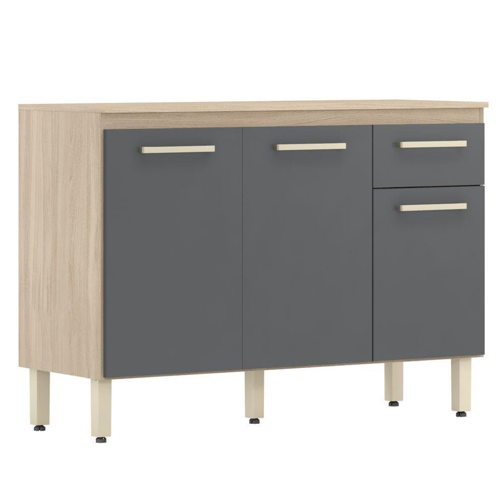 Balcão Para Cozinha 3 Portas 1 Gaveta Dama Avena/grafito | MadeiraMadeira