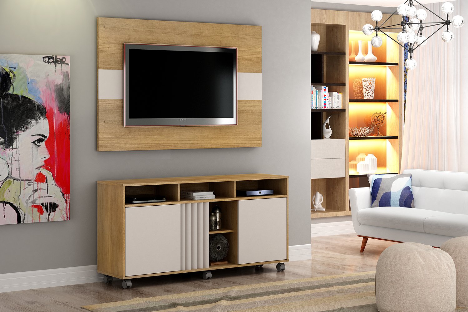 Rack Com Painel para TVs ate 50 Polegadas Viena Valdemoveis Cinamomo ...