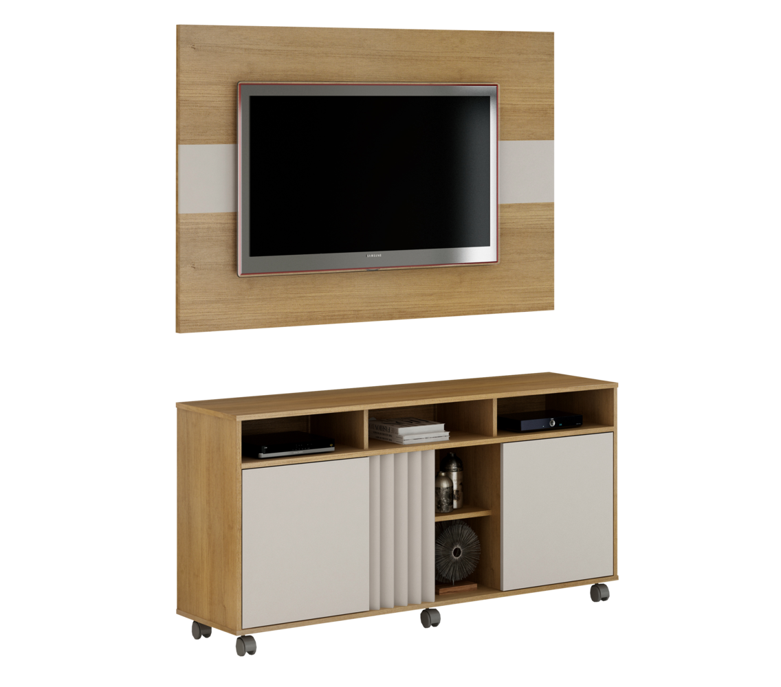 Rack Com Painel para TVs ate 50 Polegadas Viena Valdemoveis Cinamomo ...