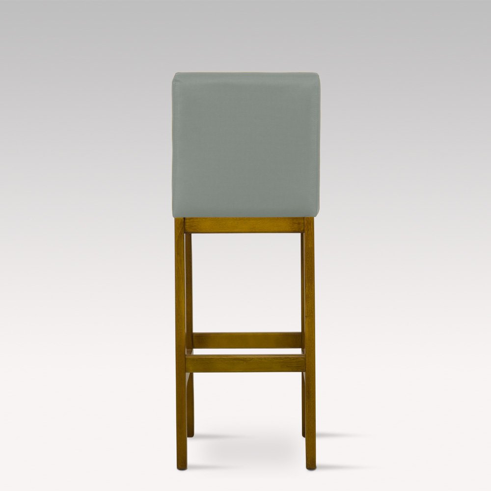 Banqueta Alta Viena Larhome Madeira Maciça Estofada Corino Cinza ...