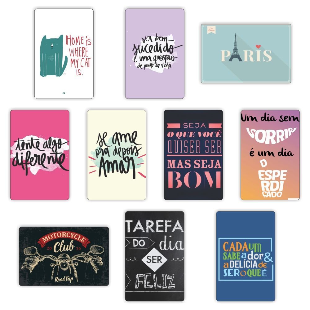 Quadro MDF Adesivado Vintage Frases 10 unid Mod02 | MadeiraMadeira
