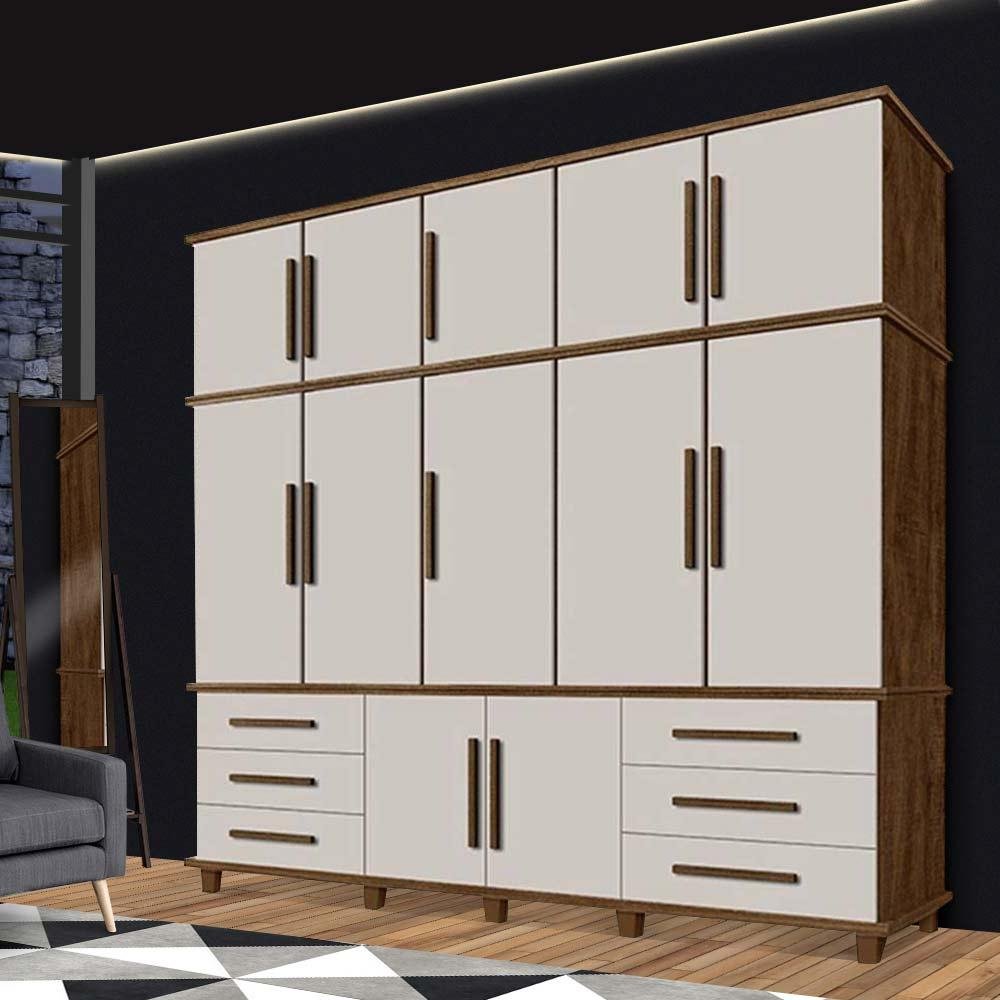 Guarda-Roupa 12 Portas 6 Gavetas Casal Grande Malbec Off-White Londres ...