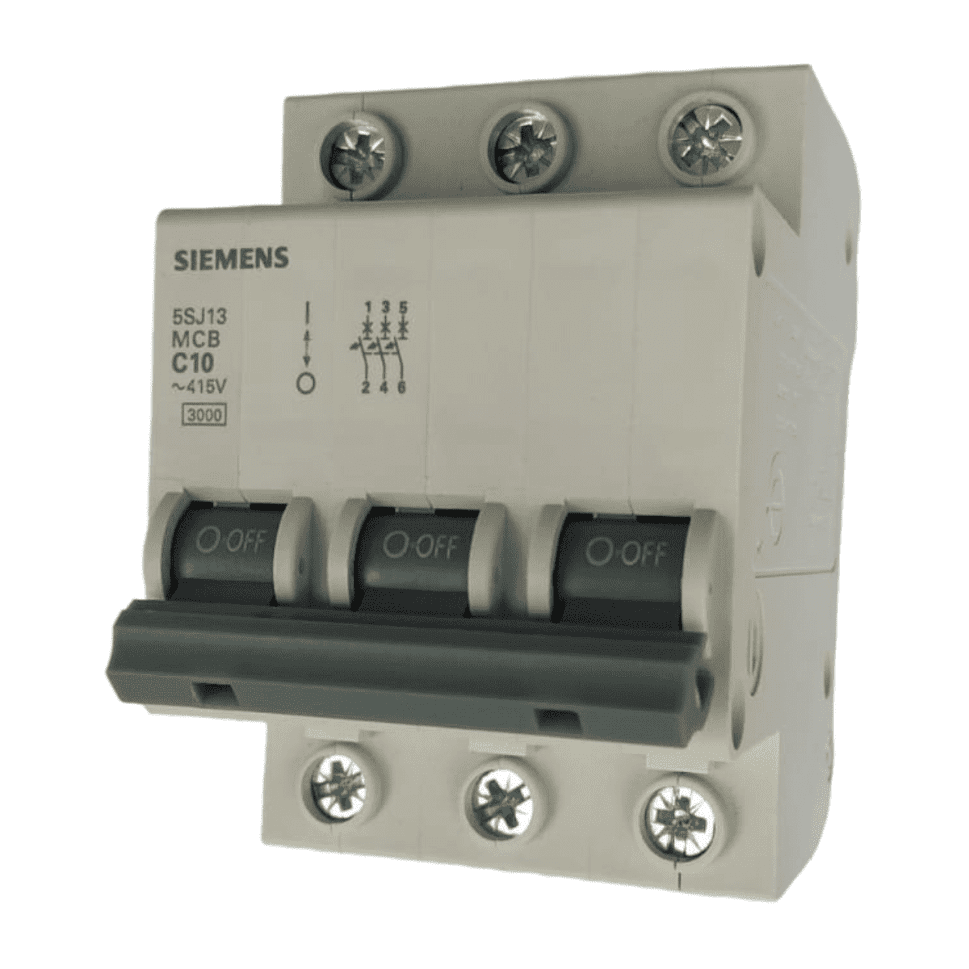 DISJUNTOR TRIFÁSICO TRIPOLAR MINI DIN CURVA C 5SJ1 SIEMENS:10A | MadeiraMadeira