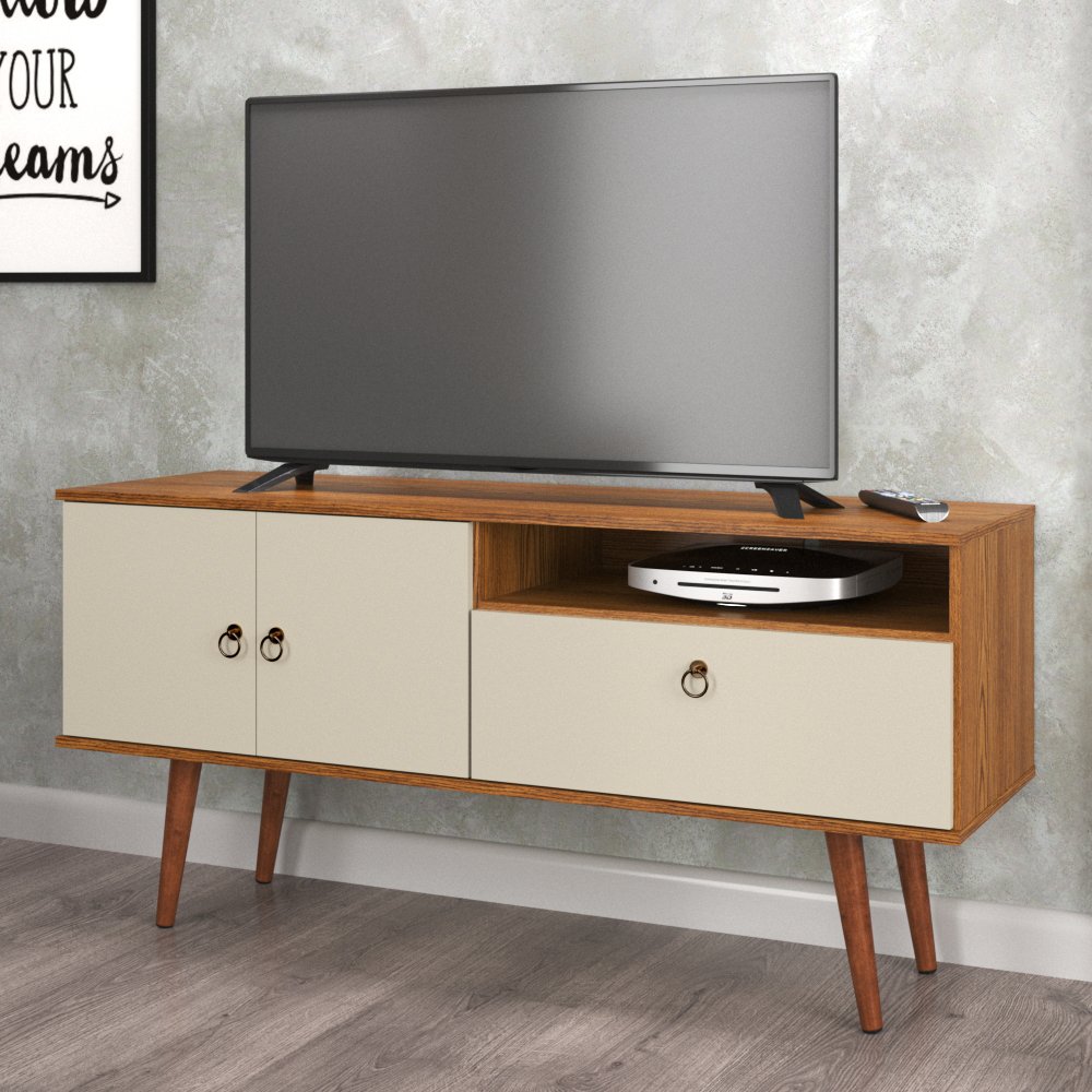 Rack para Sala de Estar Topazio Patrimar Móveis:Cumaru/Off White ...