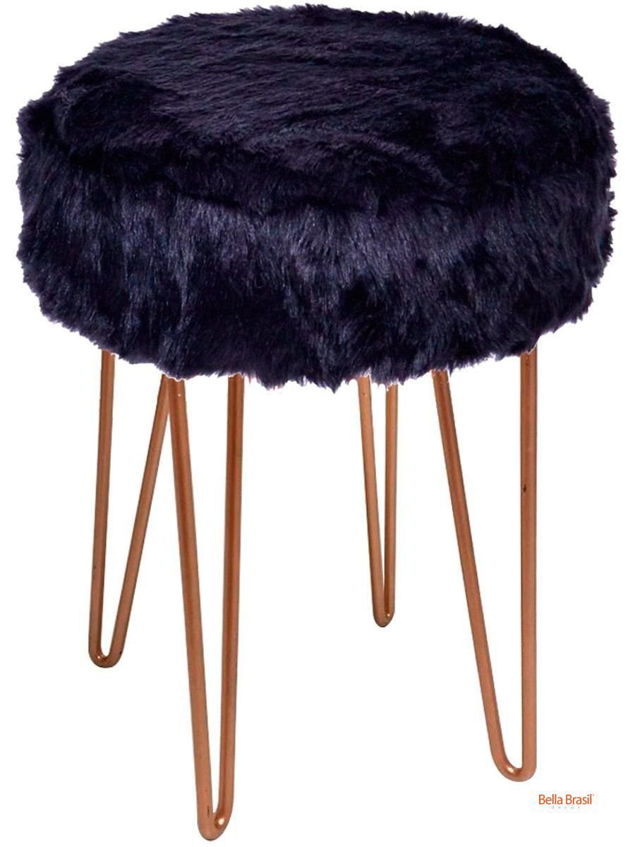 Banco Puff Glamour Dallas em Poliéster com Base Cobre Rose Gold ...