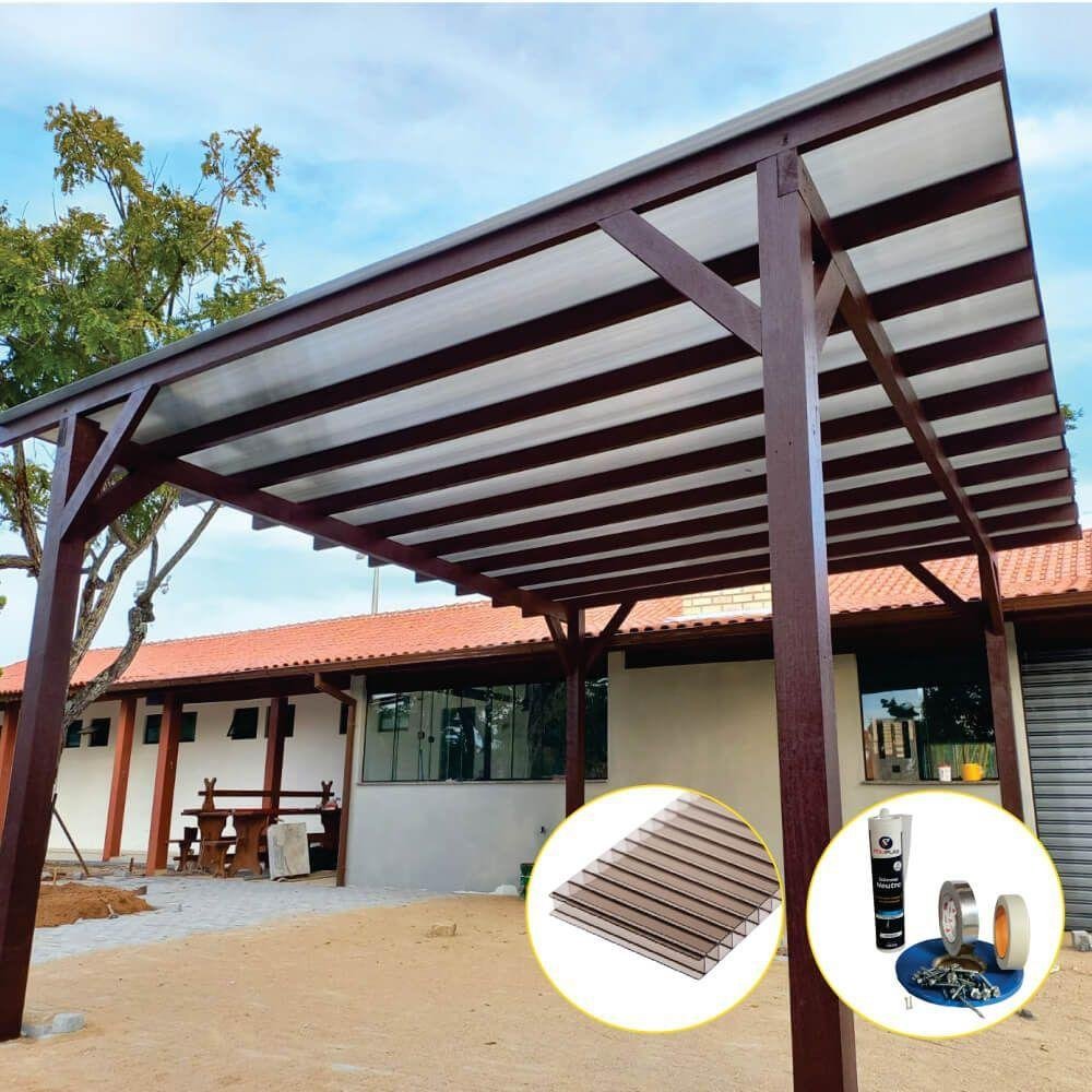 Kit Policarbonato Bronze 6mm 4,00m X 4,00m - Perfis Naturais ...