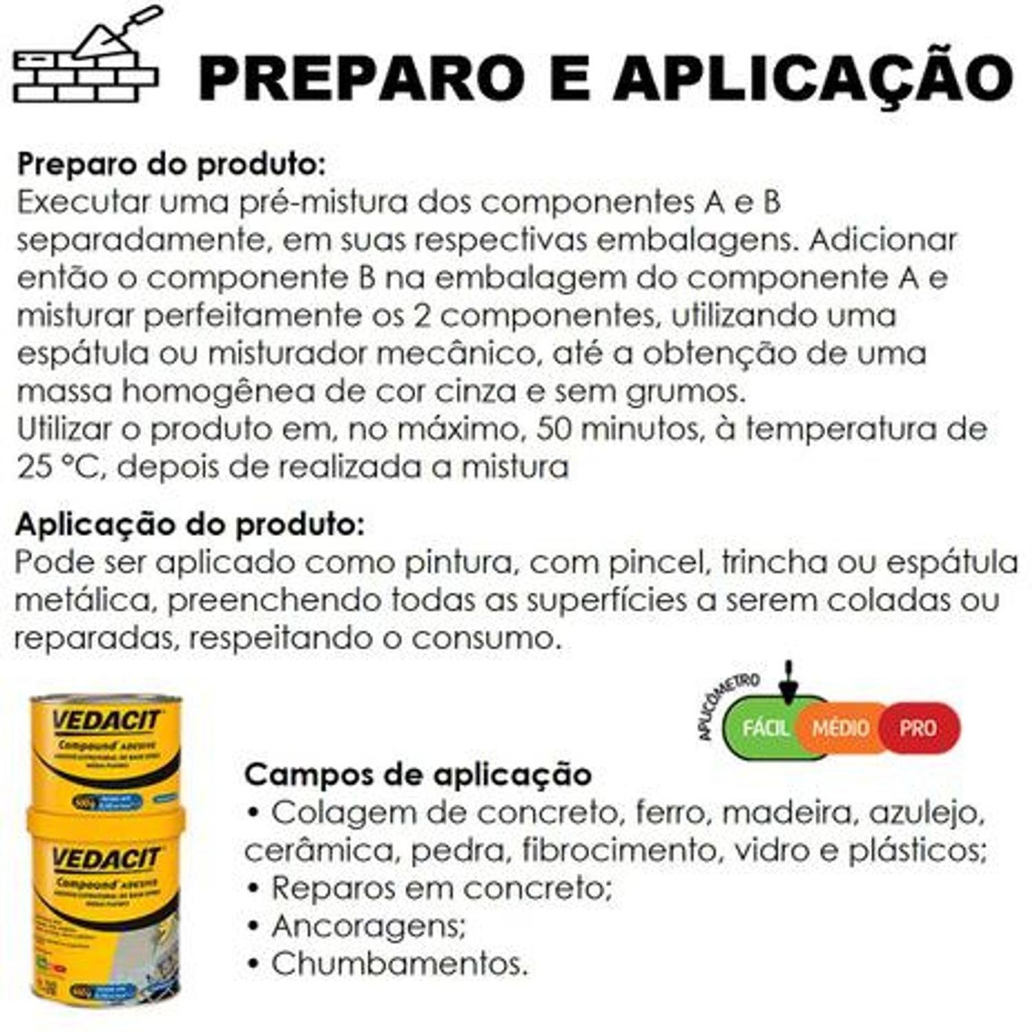 Adesivo Epoxi Estrutural Media Fluidez Compound 1kg Vedacit ...