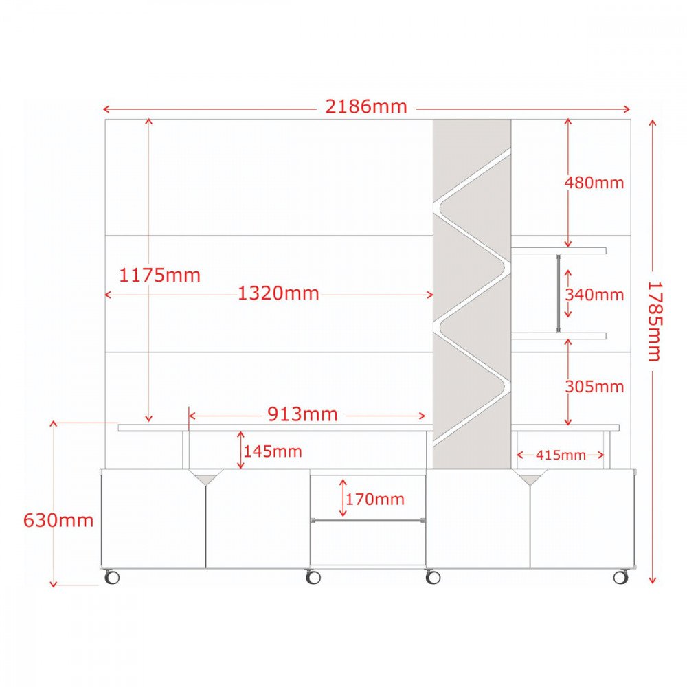 Estante Home Theater Com LED Para TV 55 Polegadas Cross Off White ...