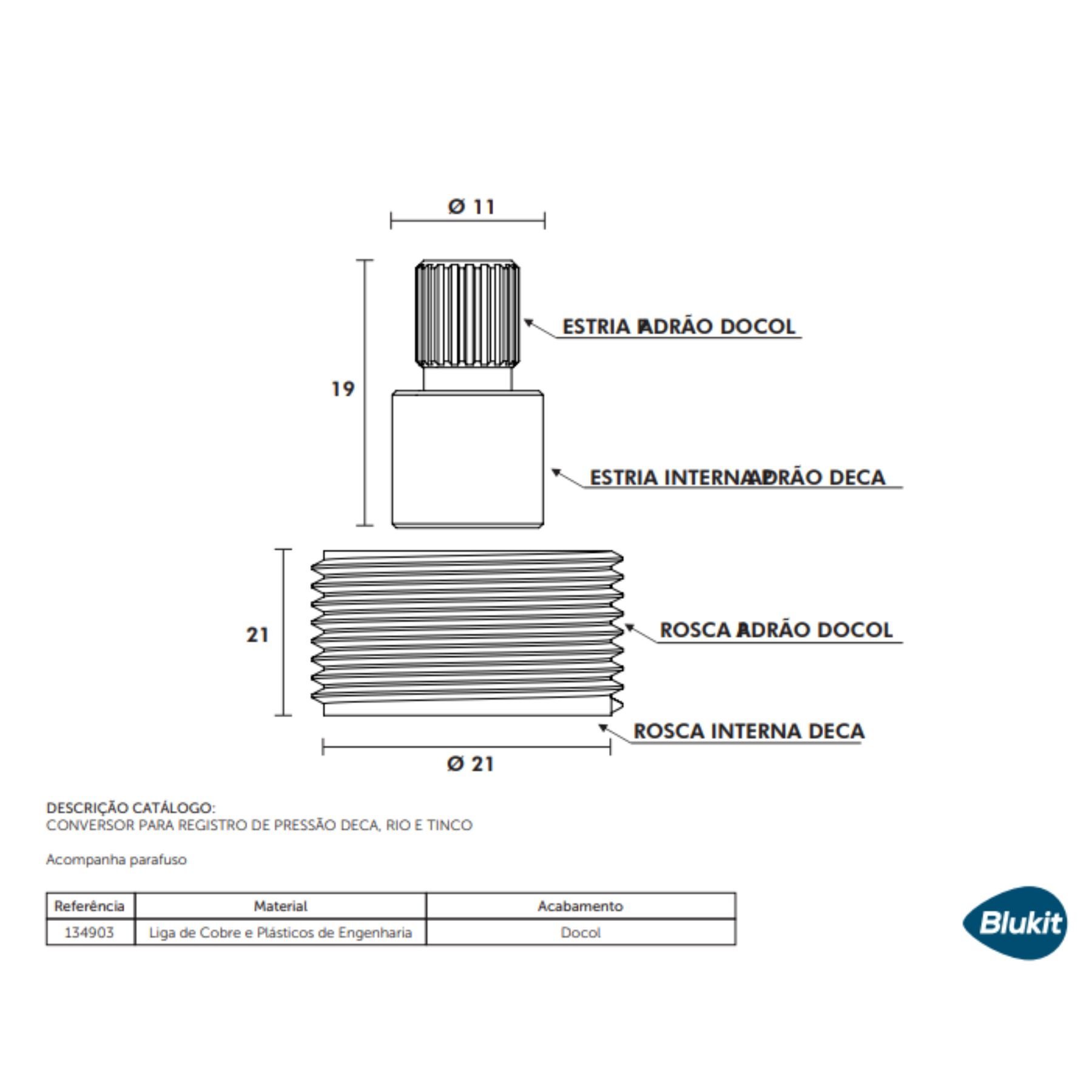 CONVERSOR PARA REGISTRO DECA E ACABAMENTO DOCOL ABS BLUKIT 134903 ...