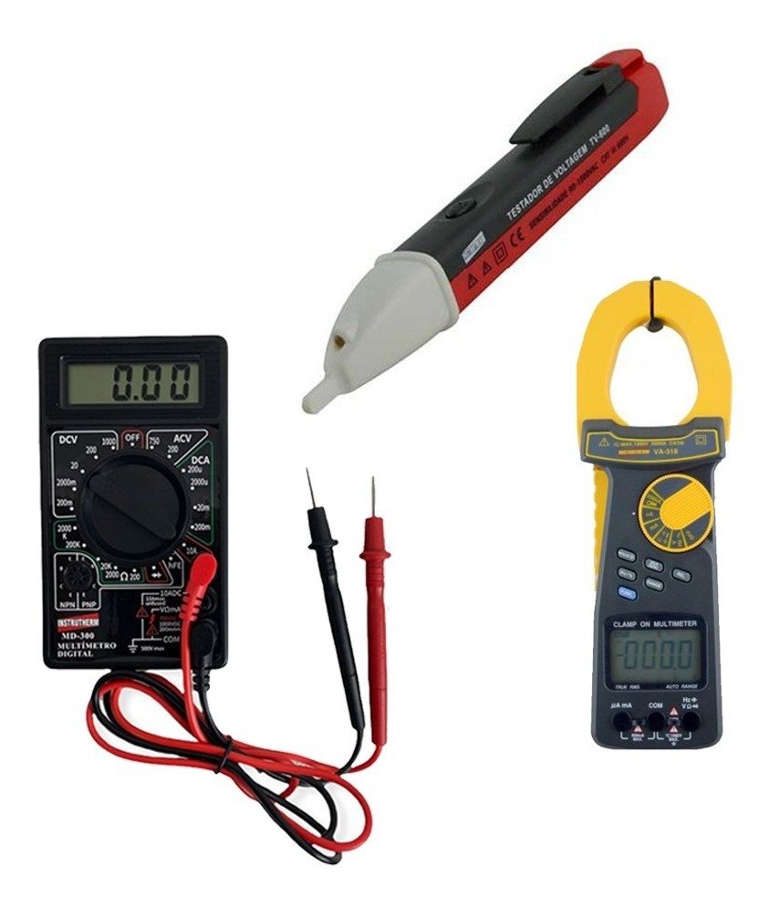 Kit Alicate Volt Amperímetro True Rms Detector Tensão Continuidade ...