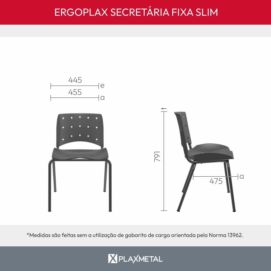 Cadeira Ergoplax Secretaria Ergonomica Fixa Slim Azul - Plaxmetal | MadeiraMadeira