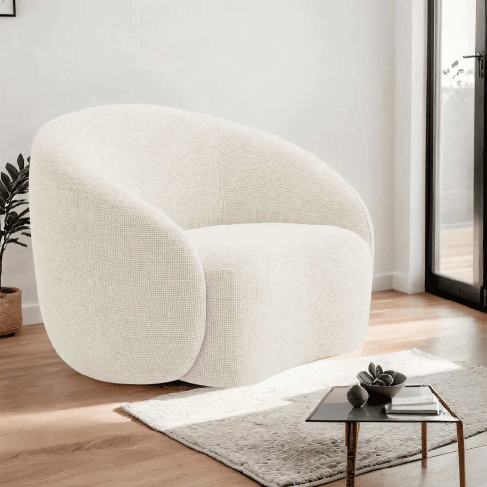 Poltrona Orgânica Luxo Recepção Sala de Estar e Tv Amore Bouclé Bege ...