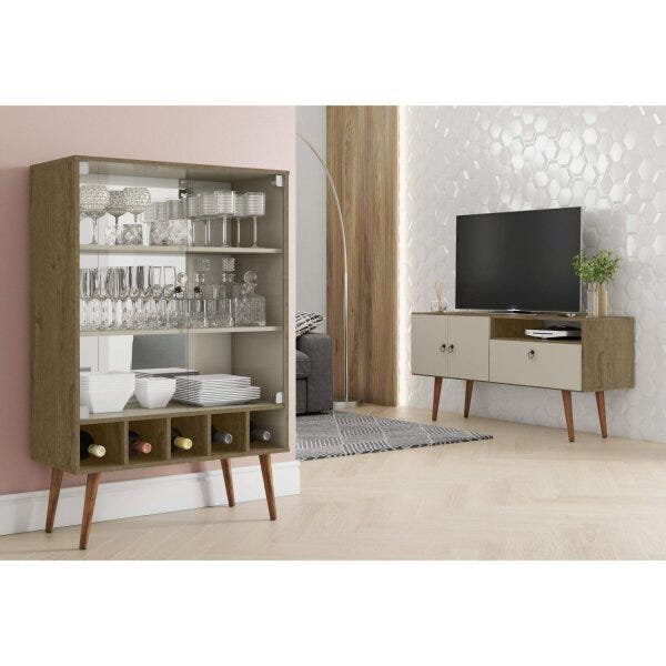 Conjunto Rack Topázio e Cristaleira Veneza Retrô Patrimar Móveis ...