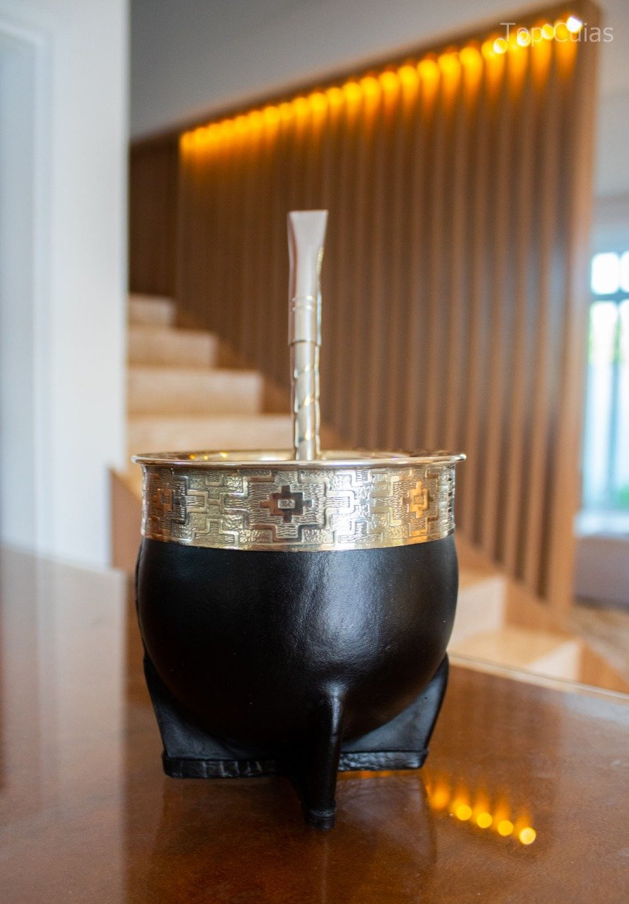 Kit Cuia Imperial porongo revestida em couro preto e bomba inox Top ...