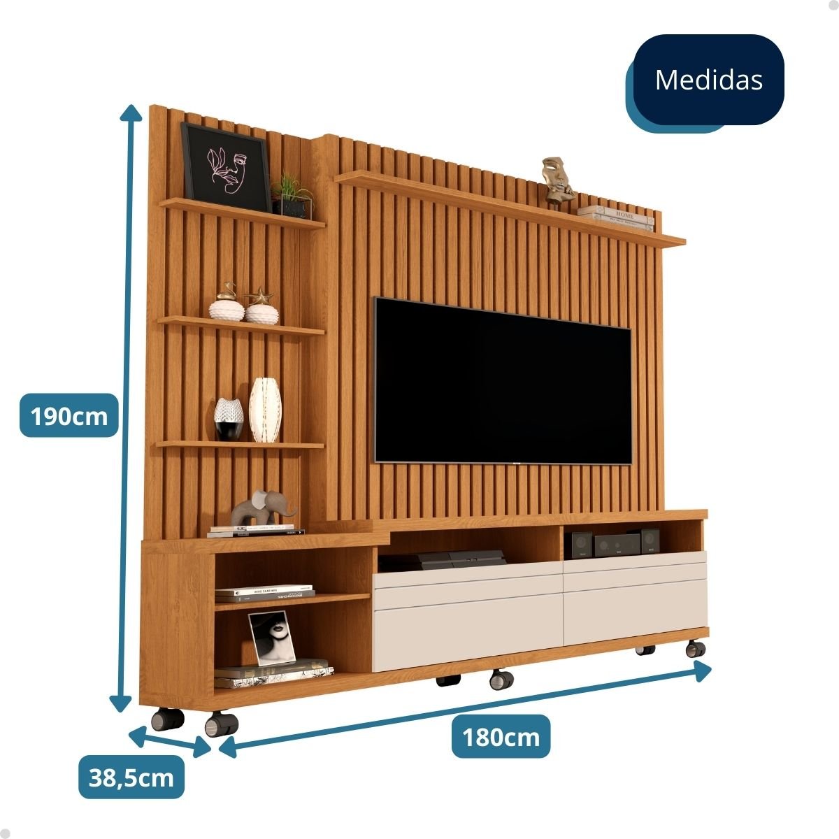 Estante Home Theater Tv até 55"- Nature/off White - Mod.2064 | MadeiraMadeira